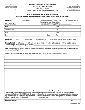 Fillable Online FOIA Request Form - Weesaw Township Michigan Fax Email ...