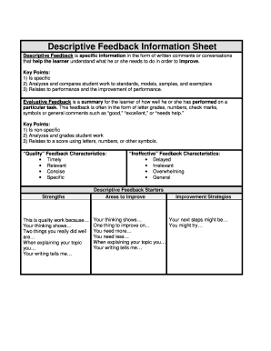 Fillable Online Descriptive Feedback Information Sheet Fax Email Print ...