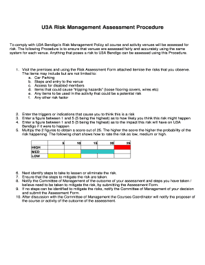 Fillable Online Risk Assessment Procedure amp Form - U3A Bendigo Fax ...