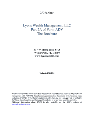 Fillable Online 2222016 Lyons Wealth Management LLC Part 2A of Form ADV ...