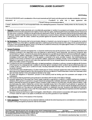 Fillable Online COMMERCIAL LEASE GUARANTY - cine-flcom Fax Email Print ...