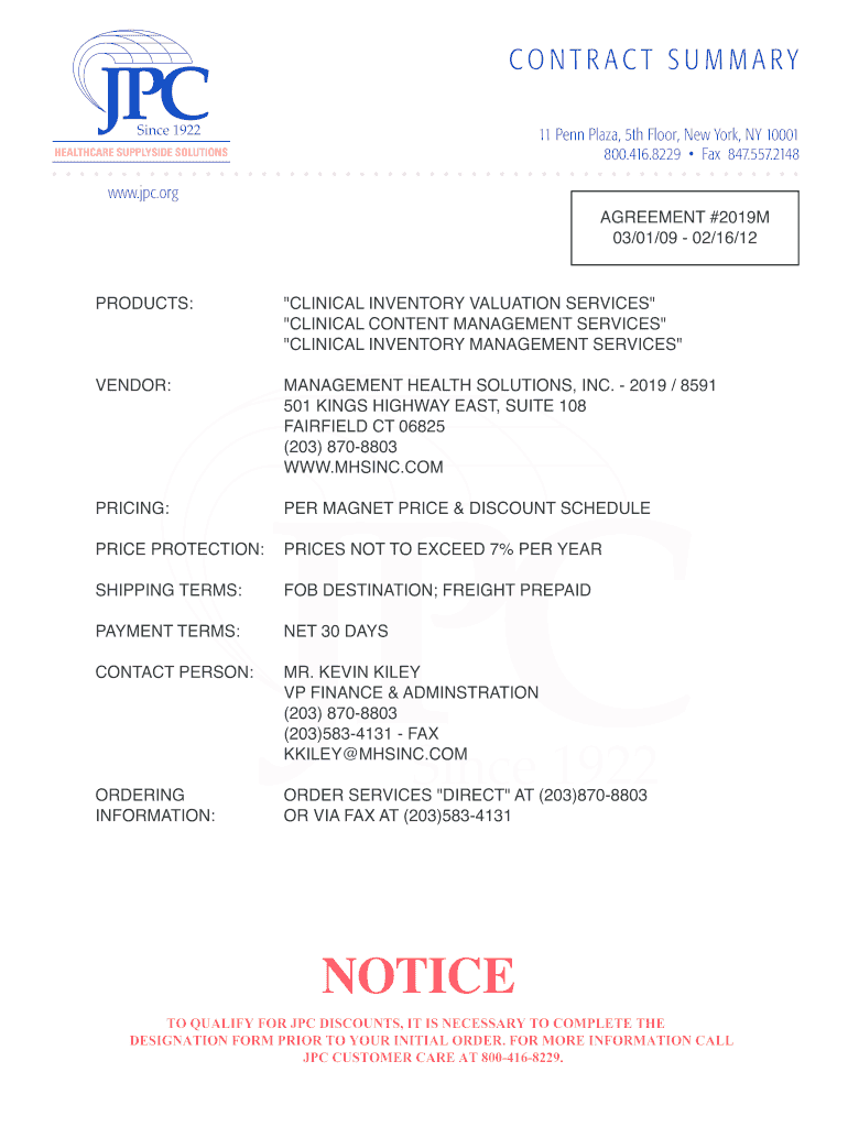Fillable Online jpc AGREEMENT #2019M - jpc Fax Email Print - pdfFiller
