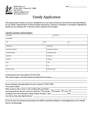 Fillable Online Family Application Form - Townsquare Interactive Fax ...