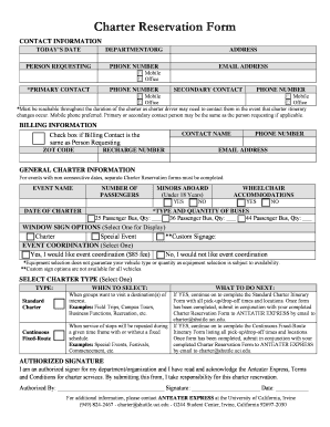 Fillable Online shuttle uci Charter Reservation Form - Anteater Express ...