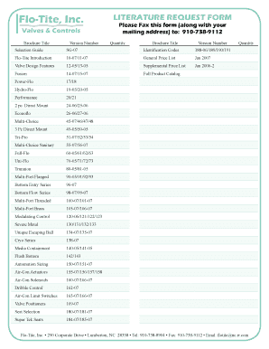 Fillable Online Flo-TiteInc LITERATURE REQUEST FORM Fax Email Print - pdfFiller