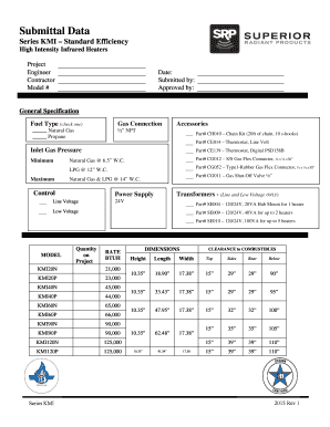 Fillable Online Submittal Data Series KMI Standard Efficiency High ...