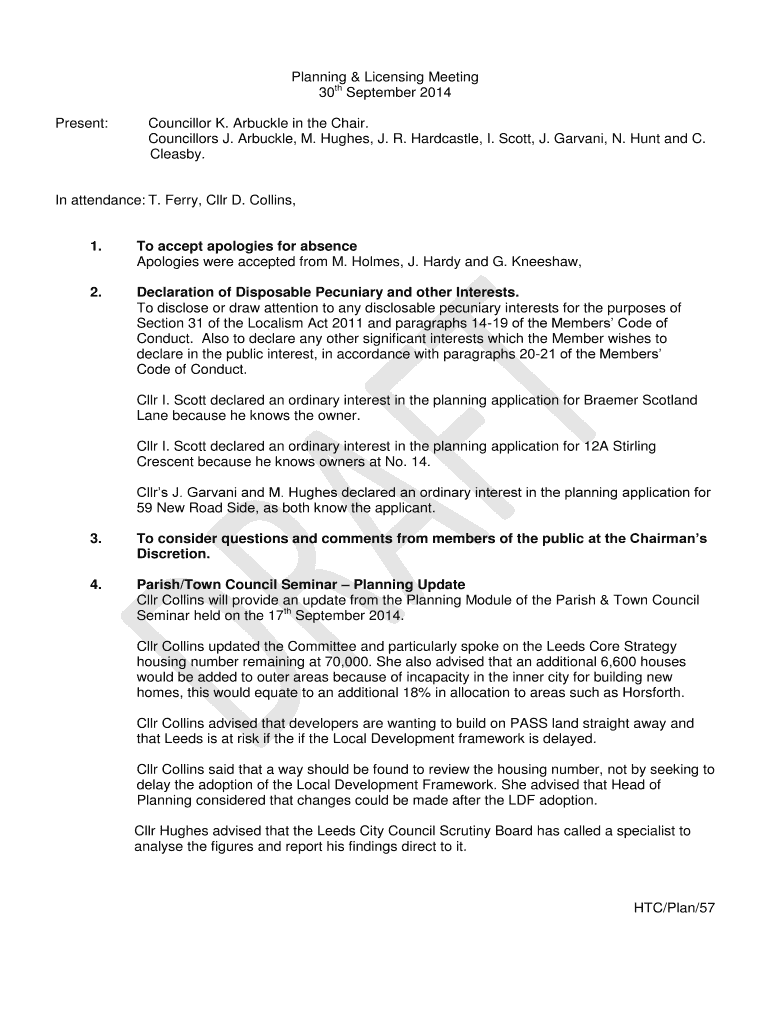 Fillable Online 1 To accept apologies for absence 2 Declaration of Fax ...