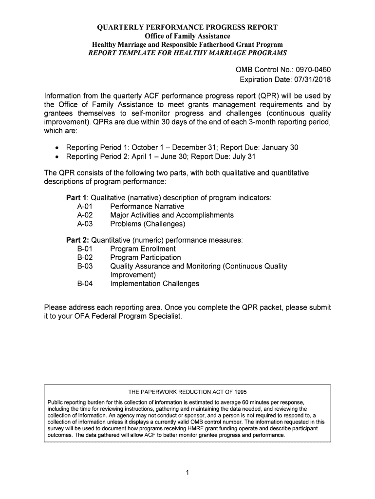 Fillable Online QUARTERLY PERFORMANCE PROGRESS REPORT Fax Email Print ...