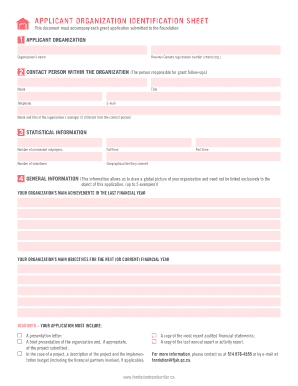 Fillable Online APPLICANT ORGANIZATION IDENTIFICATION SHEET Fax Email ...