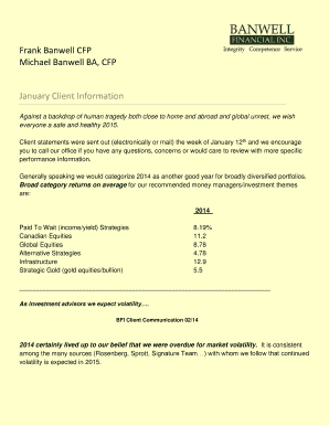 Fillable Online Frank Banwell CFP Michael Banwell BA CFP January Client ...