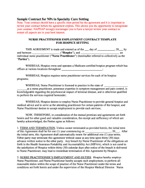 Fillable Online Sample Contract for NPs in Specialty Care Setting ...