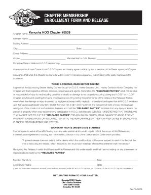 Fillable Online Kenosha HOG Chapter #5559 Fax Email Print - pdfFiller