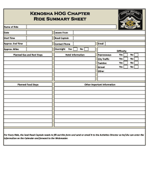 Fillable Online Kenosha HOG Chapter Fax Email Print - pdfFiller