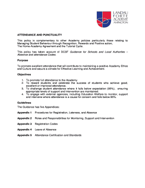 Fillable Online lfata org ATTENDANCE AND PUNCTUALITY - Landau Forte Academy Amington - lfata org ...