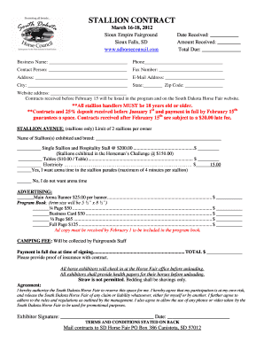 Fillable Online STALLION CONTRACT Fax Email Print - pdfFiller