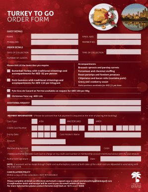 Fillable Online TURKEY TO GO Fax Email Print - pdfFiller