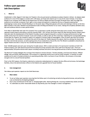 Fillable Online Follow spot operator Fax Email Print - pdfFiller
