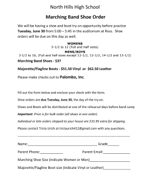 Fillable Online nhipa MB Shoe Order Form Fax Email Print - pdfFiller