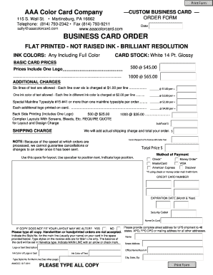 Fillable Online AAA Full Color Order Form AAA Full Color Order Form Fax ...