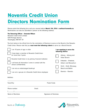 Fillable Online noventis BNoventisb Credit Union Directors Nomination ...