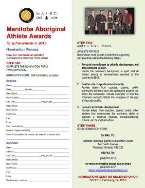 Fillable Online Aboriginal Athlete Award Nomination Form Fax Email Print - pdfFiller