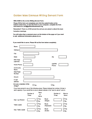 Fillable Online goldenislesemmaus Golden Isles Emmaus Willing Servant ...