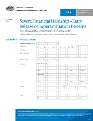 Fillable Online css gov Severe Finanical Hardship - Early Release of ...
