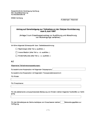 Ausfüllbar Online kvhh Antrag auf Genehmigung zur Teilnahme an der ... - KV Hamburg Fax Email ...