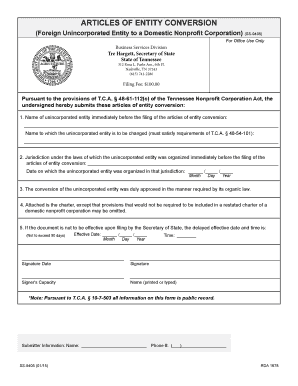 Fillable Online (Foreign Unincorporated Entity to a Domestic Nonprofit ...