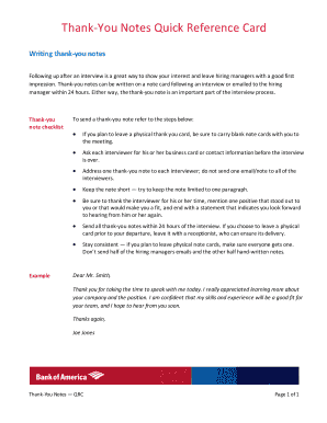 Fillable Online Thank-You Notes Quick Reference Card Fax Email Print ...