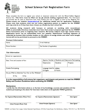 Fillable Online wbrsf School Science Fair Registration For ...