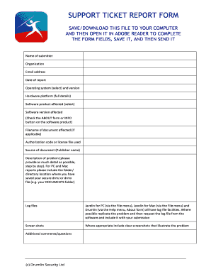 Fillable Online SUPPORT TICKET REPORT FORM - bdrumlinsecuritybbcomb Fax ...