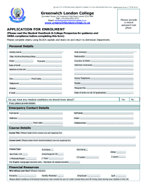 Fillable Online greenwichlondoncollege co GLCRP2005RT106 GLC New ...