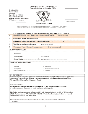 Fillable Online tie go Download bApplicationb form - bTanzaniab ...