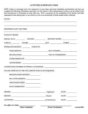 Fillable Online nspconline ACTIVITIES SCHEDULING FORM - nspconlineorg ...