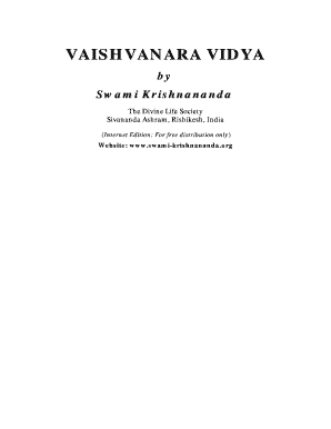 Vaishvanara Vidya - Fill Online, Printable, Fillable, Blank | pdfFiller