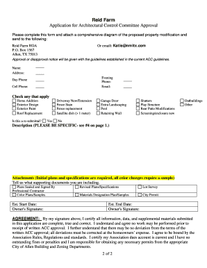 Fillable Online reidfarm Architectural Control Committee Submittal and ...