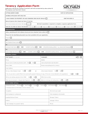 Fillable Online BTenancyb Application bFormb - Oxygen Fax Email Print ...