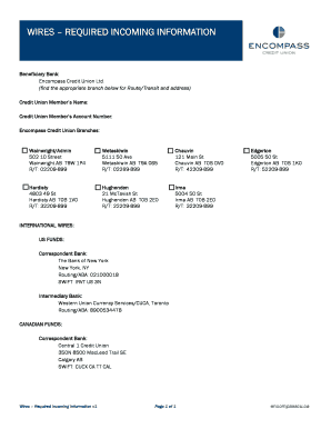 Fillable Online encompasscu Wires - Required Incoming Information Fax ...