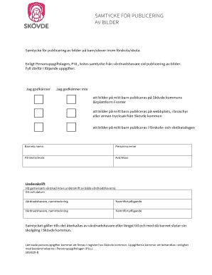 Fillable Online skovde SAMTYCKE FR PUBLICERING AV BILDER - skovdese Fax Email Print - pdfFiller