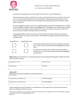 Fillable Online skovde SAMTYCKE FR ANVNDNING AV SOCIALA MEDIER Fax Email Print - pdfFiller