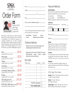 Fillable Online Merchandise order form - bspcaotagobborgbbnzb Fax Email ...