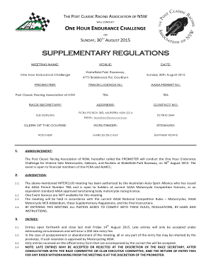 Fillable Online Entry Form 1 Hour Enduro - PCRA Fax Email Print - pdfFiller