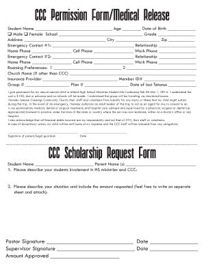 Fillable Online crossingsokc CCC Permission FormMedical Release ...