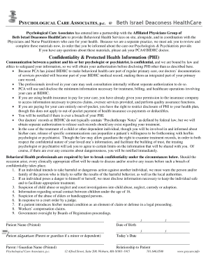 Fillable Online psycare Beth Israel Deaconess HealthCare in Brookline ...