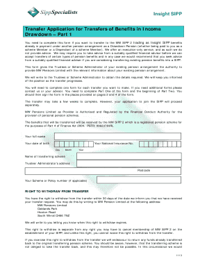 Fillable Online sippspecialists co Transfer Application for Transfers ...