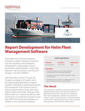 Fillable Online Report Development for Helm Fleet Fax Email Print ...