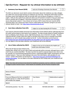 Fillable Online northstreetmedicalcare co Opt-Out bFormb - bRequestb ...
