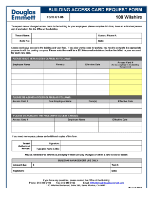 Fillable Online 100wilshireblvd BUILDING ACCESS CARD REQUEST FORM ...