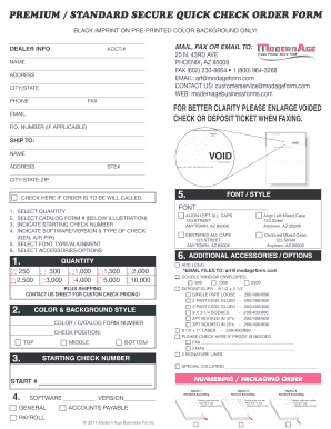 Fillable Online PREMIUM STANDARD SECURE QUICK CHECK ORDER FORM - Modern ...